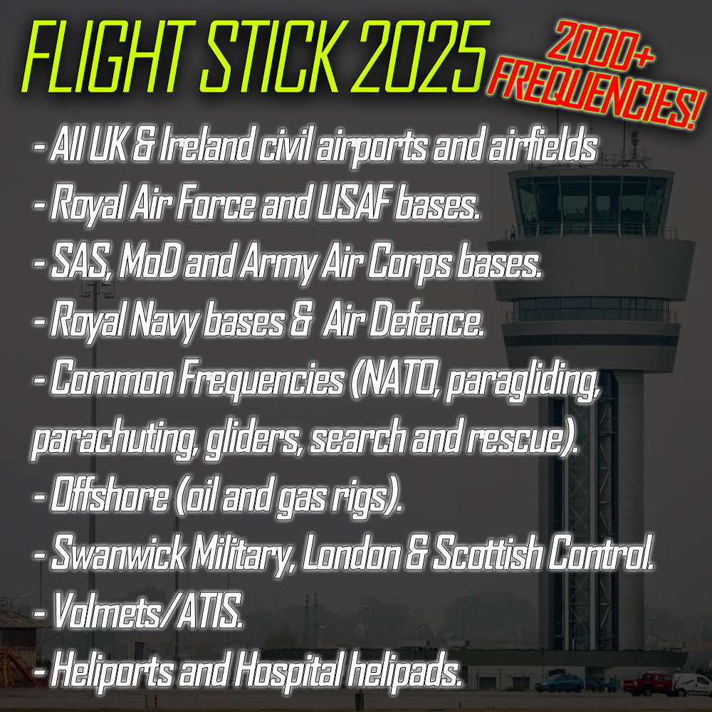 FlightStick 2025 Air Traffic Control Scanner Database DIGITAL DOWNLOAD – zerofox3D Ltd